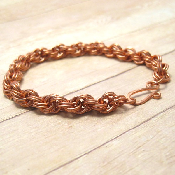 Double Spiral Chain Mail Bracelet, Copper Chain Maille Jewelry on Luulla